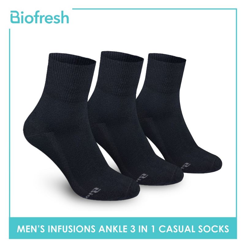 Biofresh Infusion RMCKG11 Men's Cotton Ankle Casual Socks 3-in-1 Pack ...