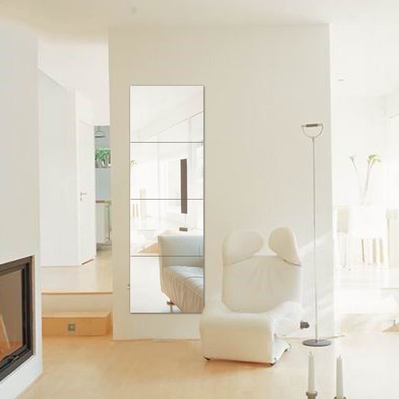 4pcst /3D Square Glass Mirror full-length mirror Wall Bedroom Living ...