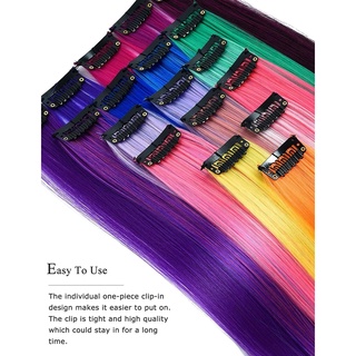 16 na kulay na extension ng buhok Sintetikong mahabang tuwid na makulay ...