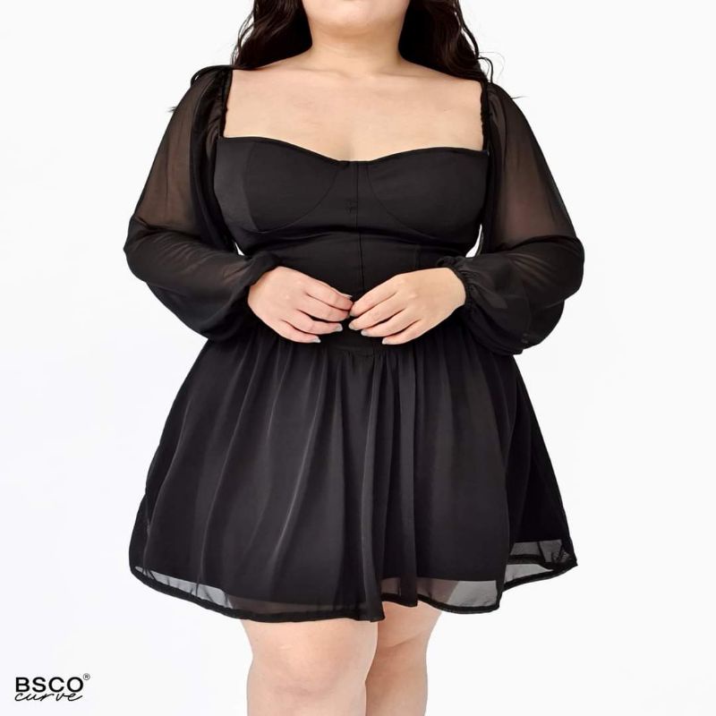 ONHAND PLUS SIZE BSCO CURVE XL-6XL KOREAN STYLE ASHLEY BLACK MESH ...