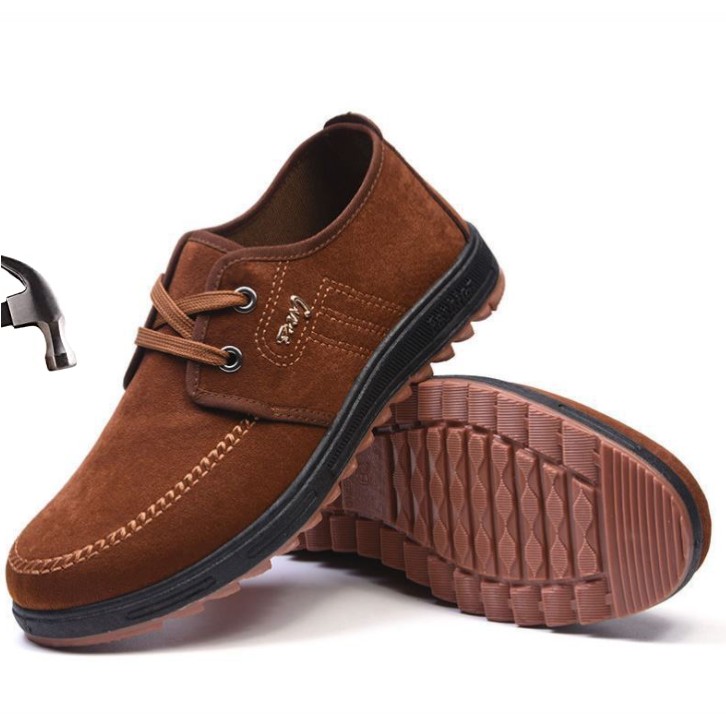 JEIKY. Men's PU Leather Hard Bottom Sneakers Construction Shoes #M280 ...