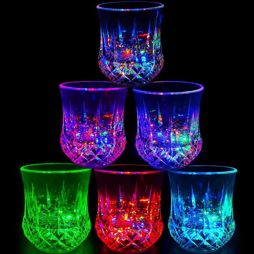 Flashing LED Pint Mug Glass Inductive Rainbow Color Cup Liquid ...