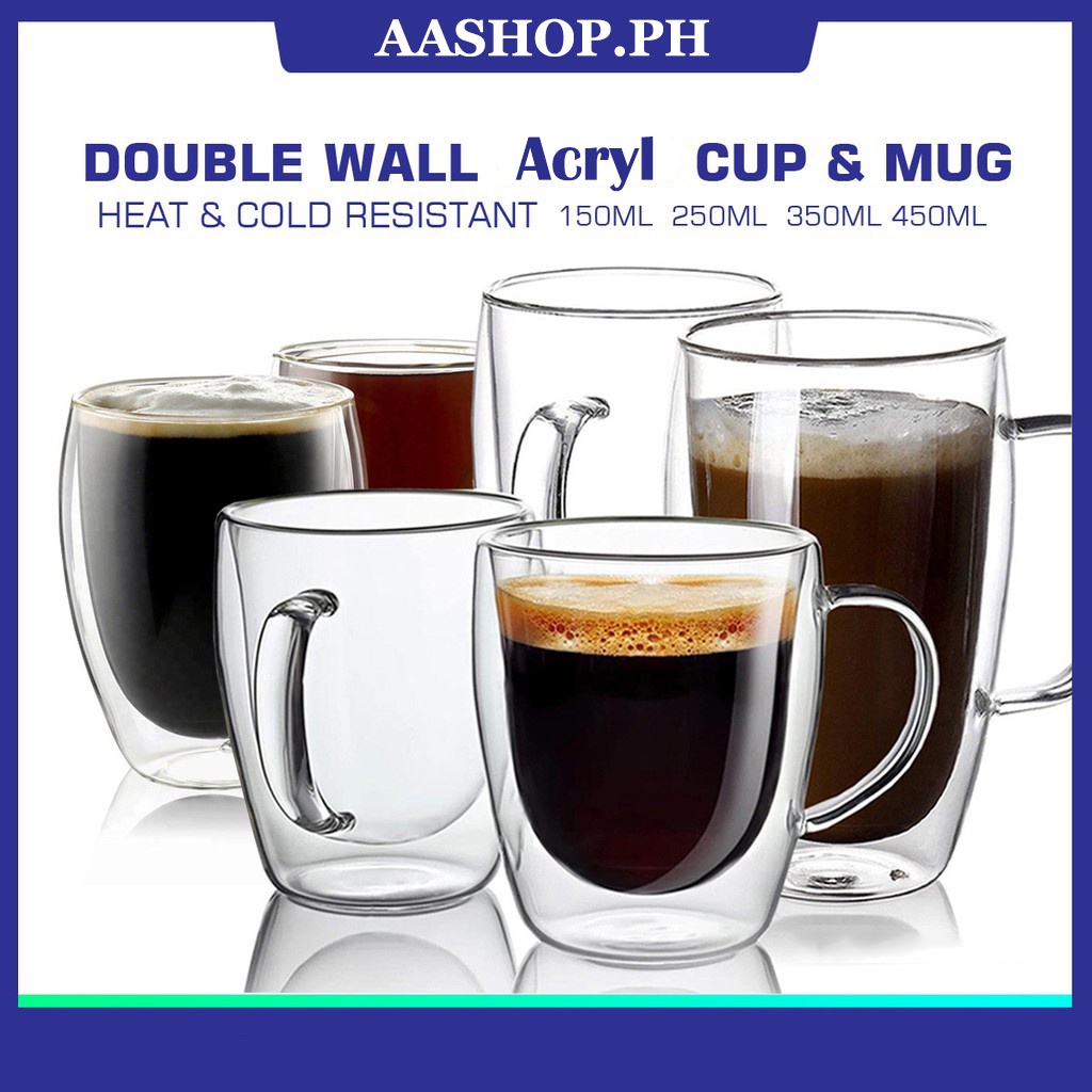 Cup Double Wall Mug Heat Resistant Drinkware Clear Coffee christmas mug ...
