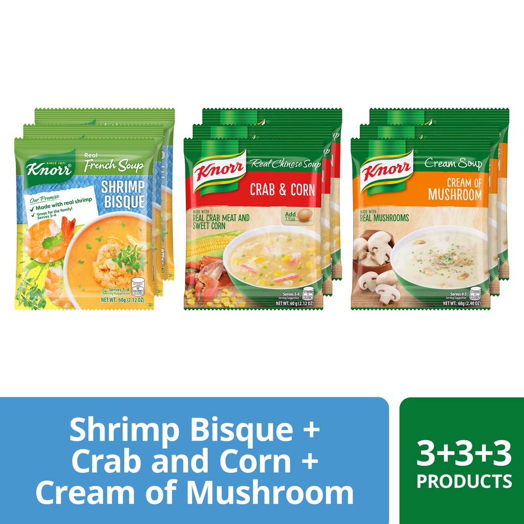 Knorr Soups Promo Bundle (Shrimp + Crab&Corn + Mushroom) | Shopee Philippines