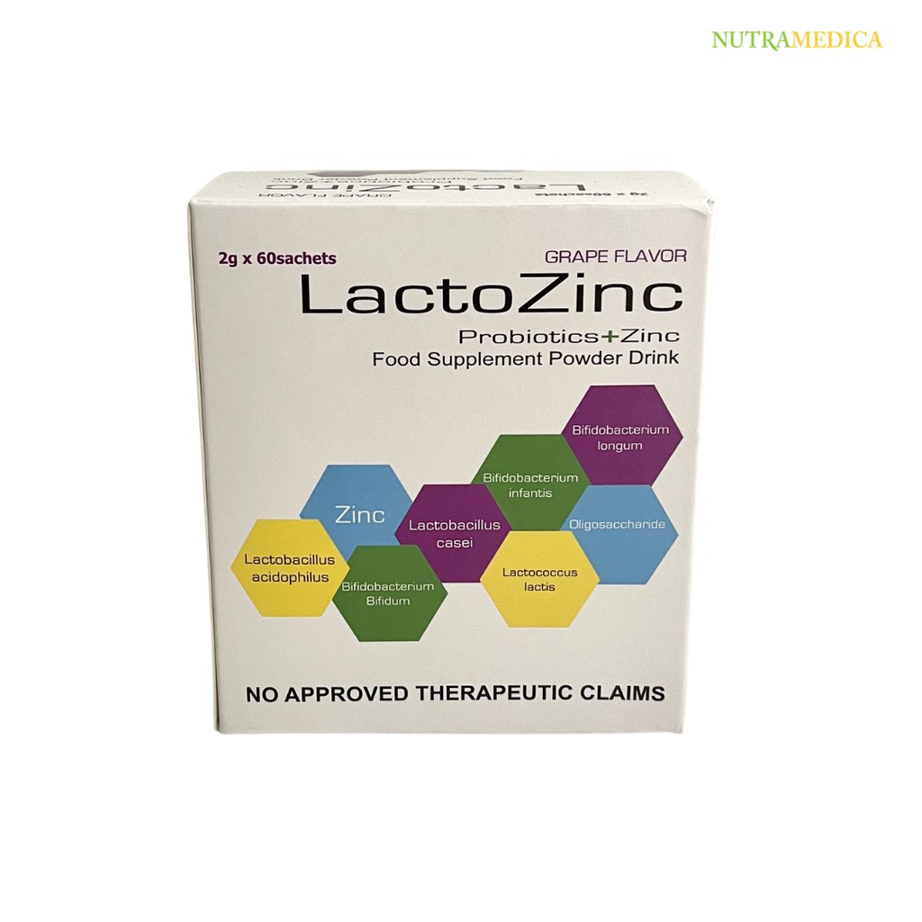 Lactozinc (Probiotics + Zinc) 2g 60 Sachets Food Supplement Powder ...