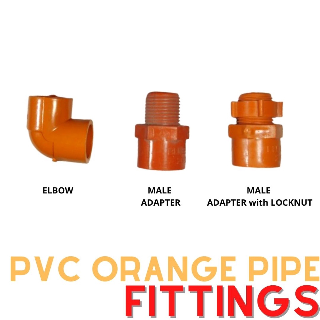PVC Orange Pipe Fittings 1/2" Elbow/ Male Adapter / Male Adapter with ...