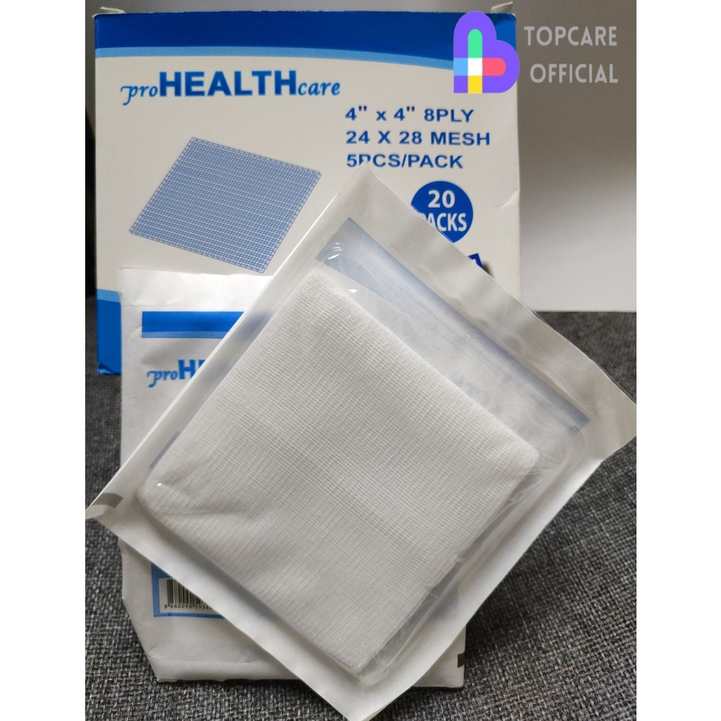Sterile Gauze Swabs PRO HEALTH CARE 4x4" 8ply (24x28 mesh) 5pcs/pack ...