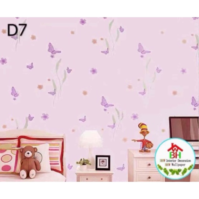 BHW Wallpaper ButterFly Design Color Pink Self-Adhesive Wallpaper PVC ...