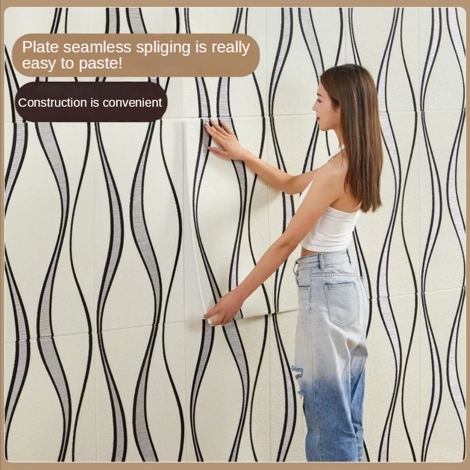 69x69cm 3D Wall Paper Foam Bricks Adhesive Wall Decor Waterproof ...