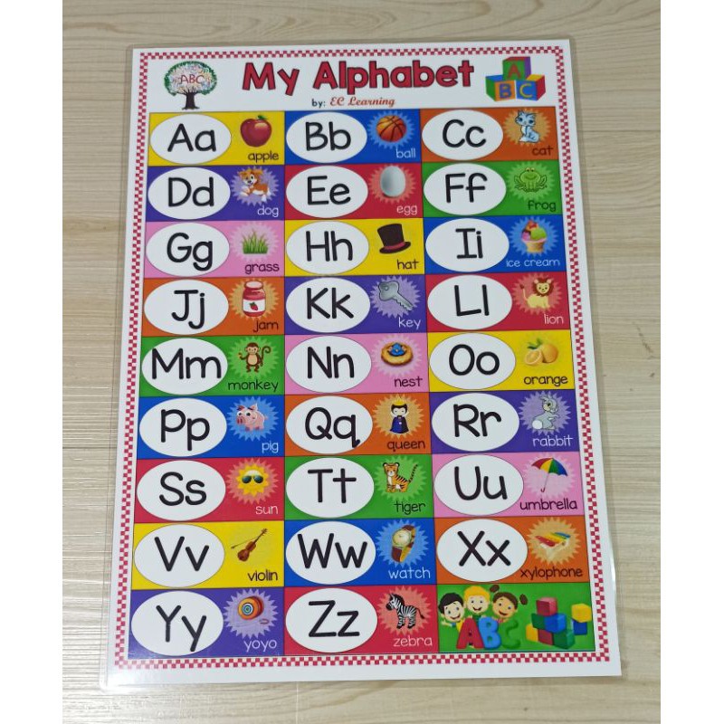 a4 alphabet laminated educational charts for kids | BeeCost