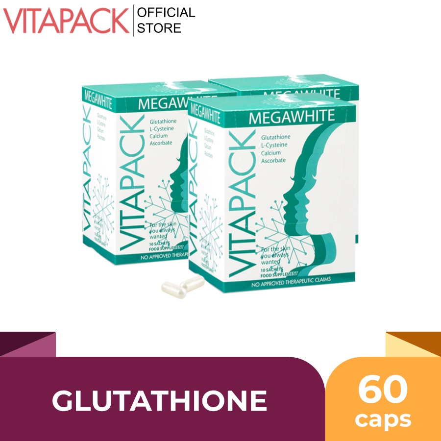 VITAPACK Megawhite Glutathione Gluta Whitening Set of 3 Boxes (60cap ...
