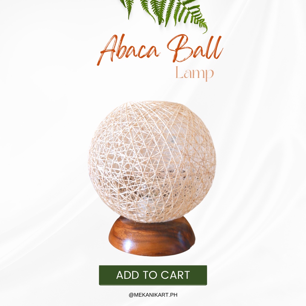 Abaca Ball Lamp With Wooden Base [ Free Wiring and Bulb ] | Shopee ...