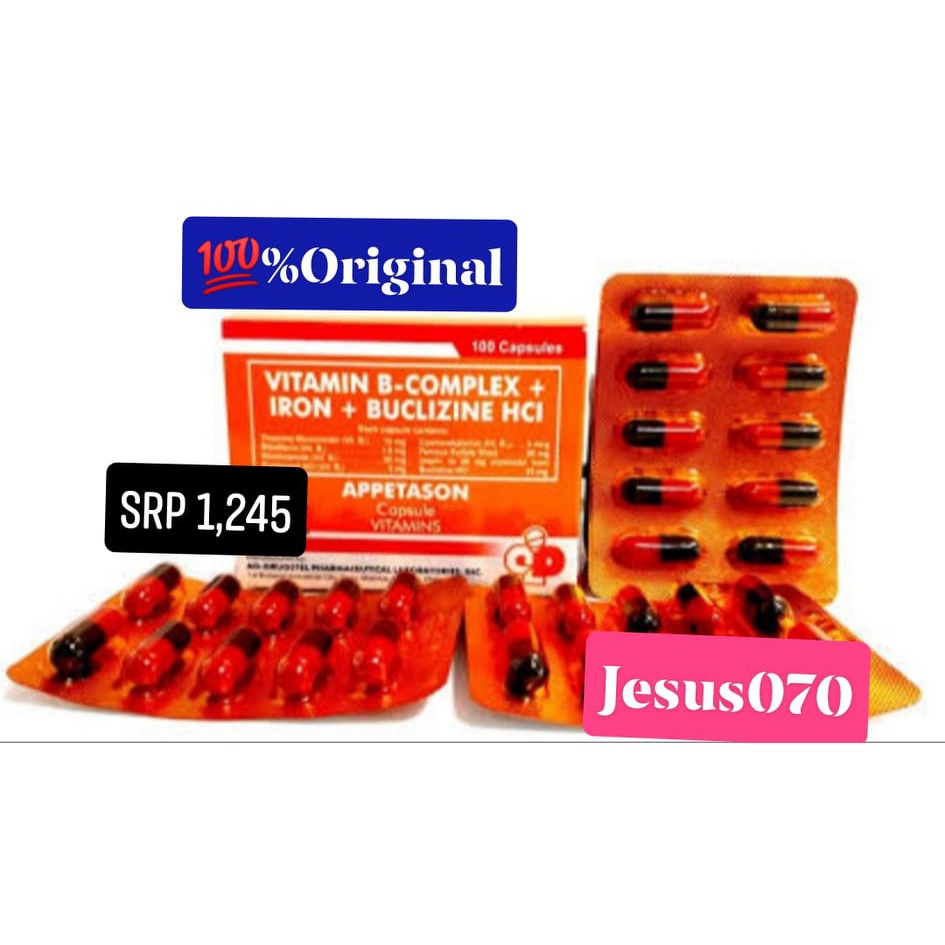 APPETASON Capsules for Adult Vitamins B Com + Iron + Buclizine HCI ...
