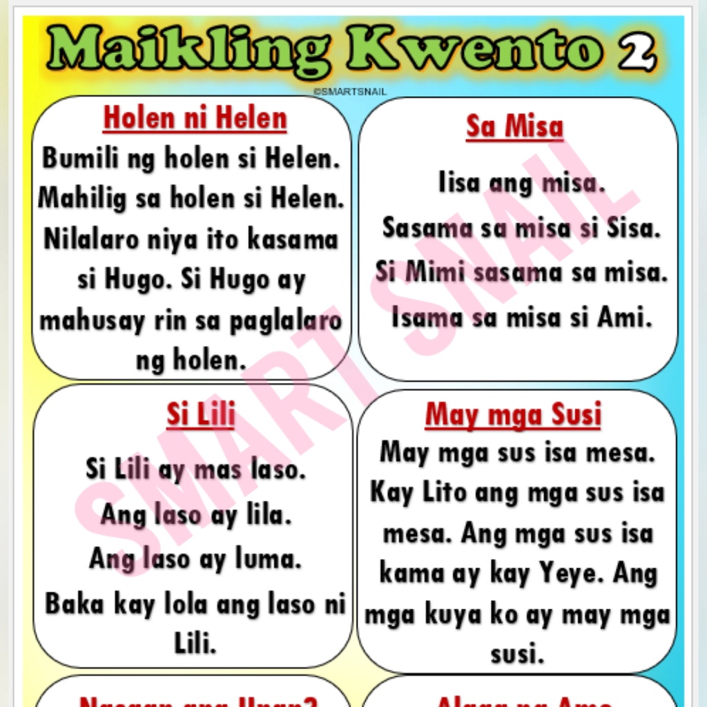 Reading PAGBASA Laminated Educational Chart A4 size presyo ₱19
