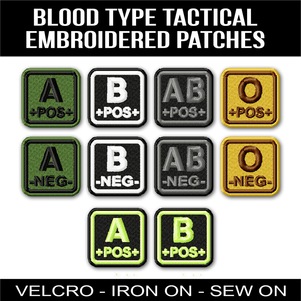 BLOOD TYPE TACTICAL EMBROIDERED PATCHES - VELCRO (MAGIC TAPE) | Shopee Philippines
