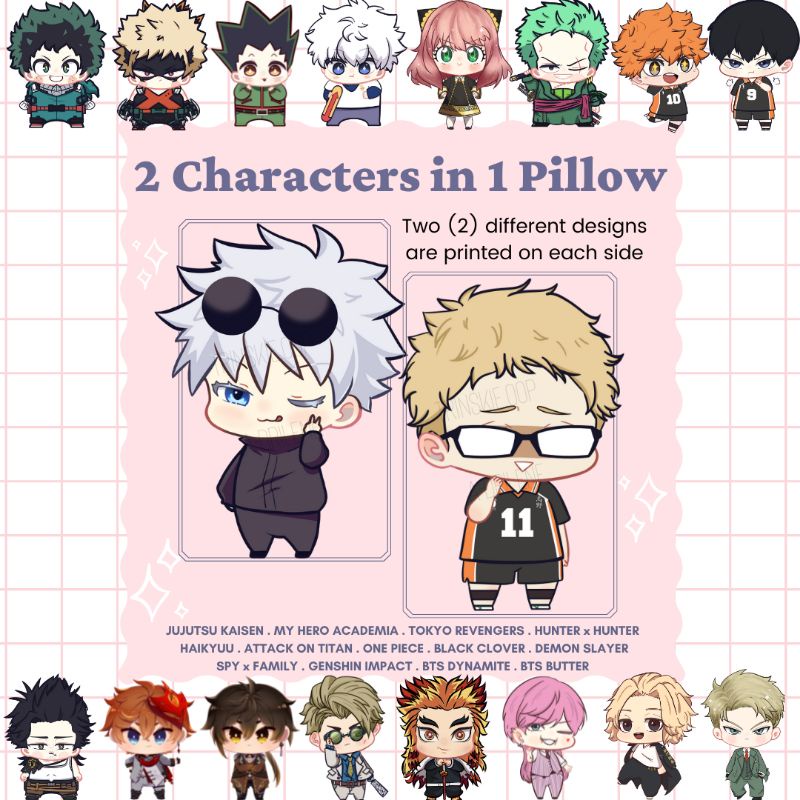 CUSTOM ANIME PLUSHIES - 2 CHARACTERS OF YOUR CHOICE | PREMIUM PILLOWS ...