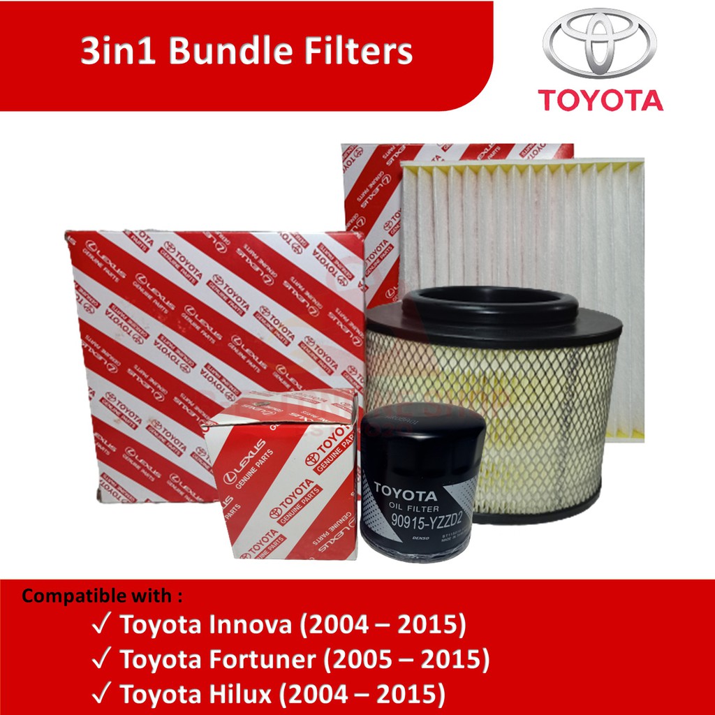 3in1 Bundle Filters Toyota Innova/Hilux (2004 - 2015) , Toyota Fortuner ...