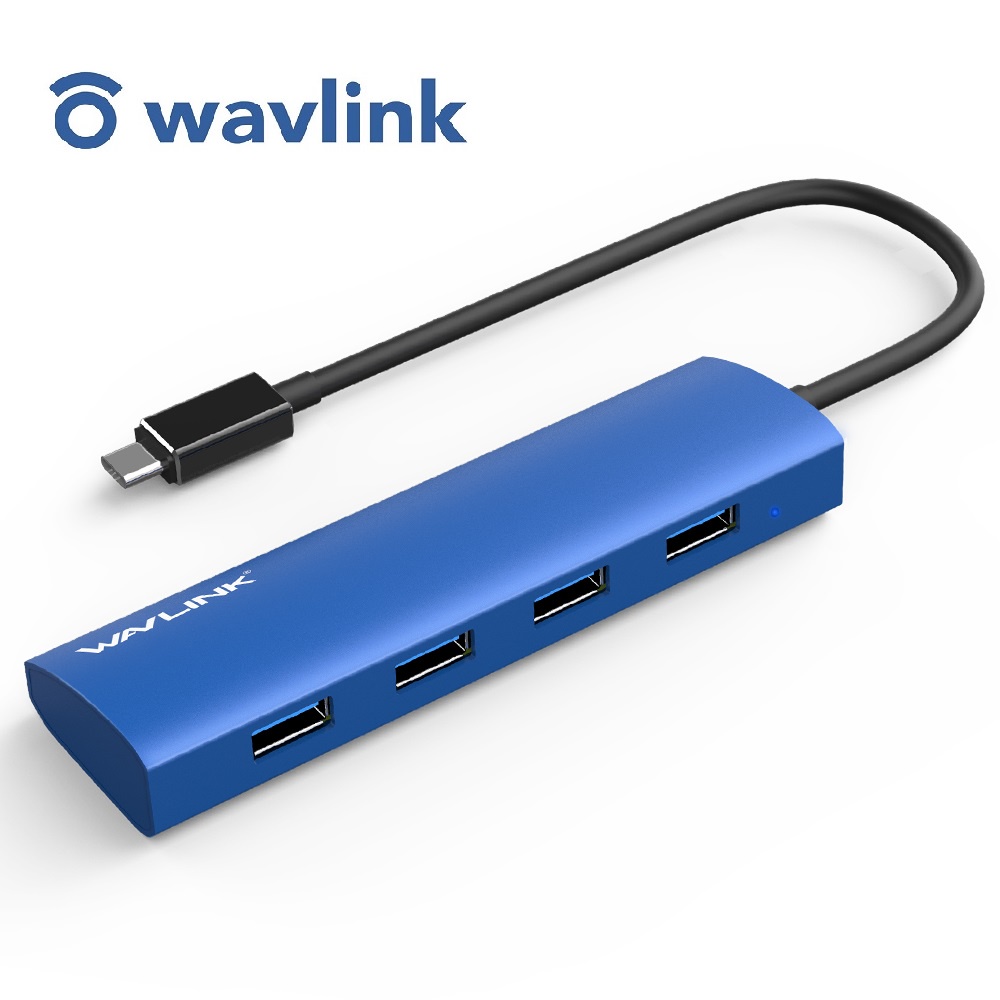 Wavlink USB 3.0 4-Port Hub ,USB and Adapter Aluminum Design Up To 5Gbps ...