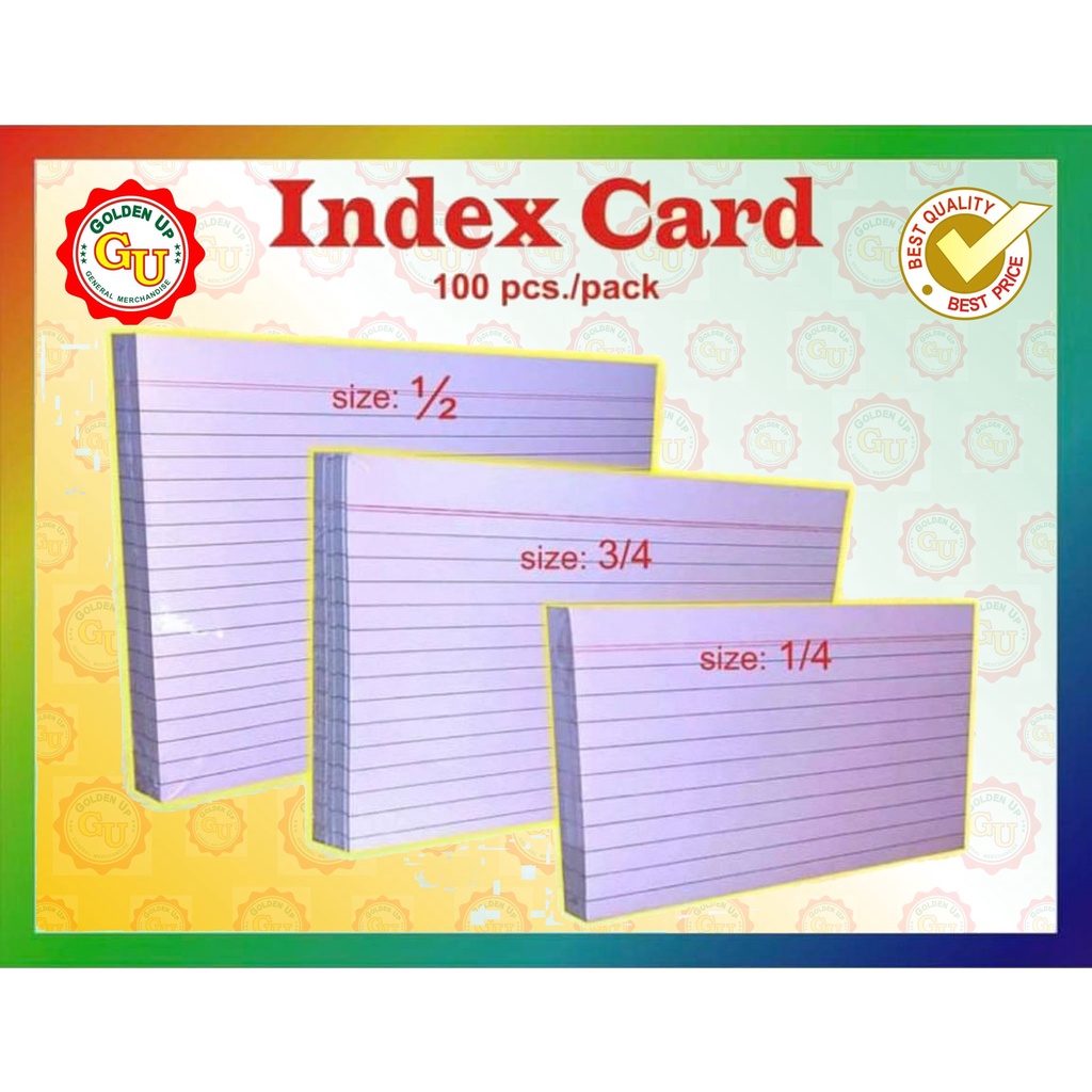 Index Card 100pcs Per Pack 1 2 1 4 1 8 GUGM Presyo Lang 60