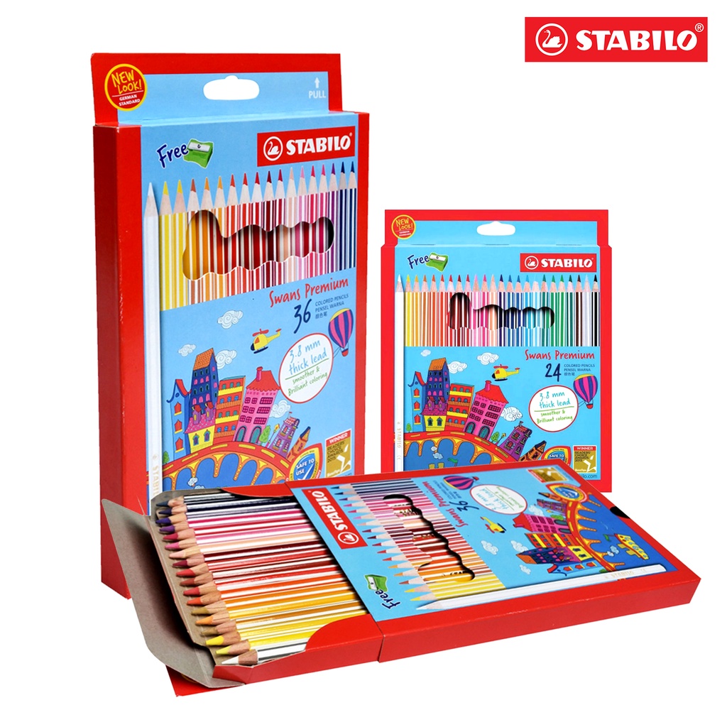 STABILO Swans Premium 3.8mm Lead Colored Pencil Set for Drawing Art ...