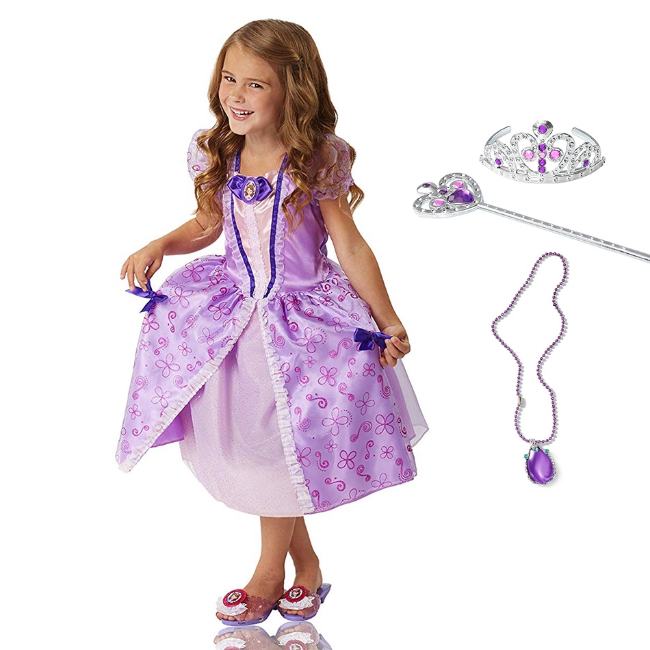 Sofia the first dress Girls Princess Sofia Dress Children Cosplay Costume Short Puff Sleeve Ball ...