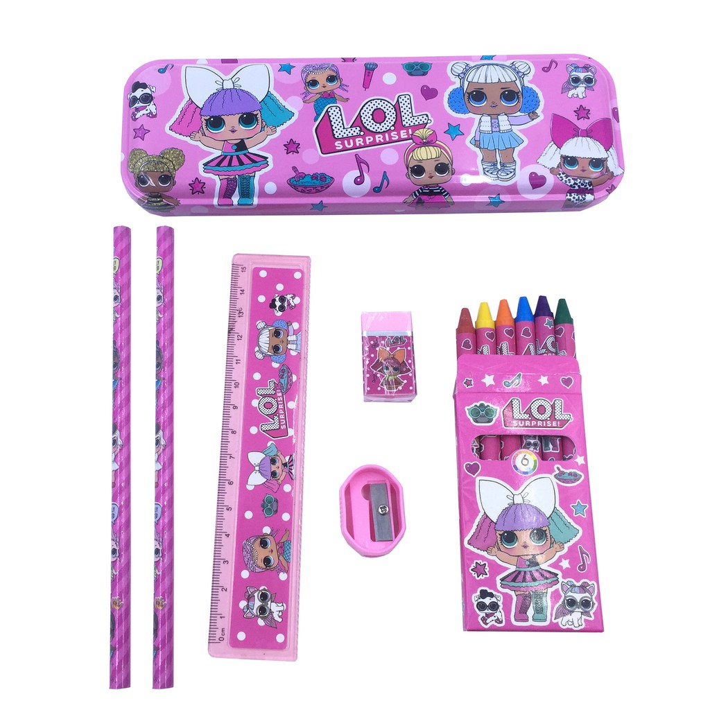 LOL Dolls Design Stationery Set (Pencil Case, Pens, Eraser, Sharpener ...