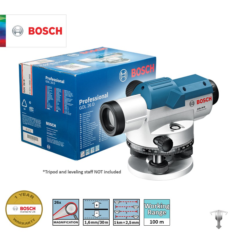 Bosch GOL 26 D Professional Optical Level with 26 x Magnification ...