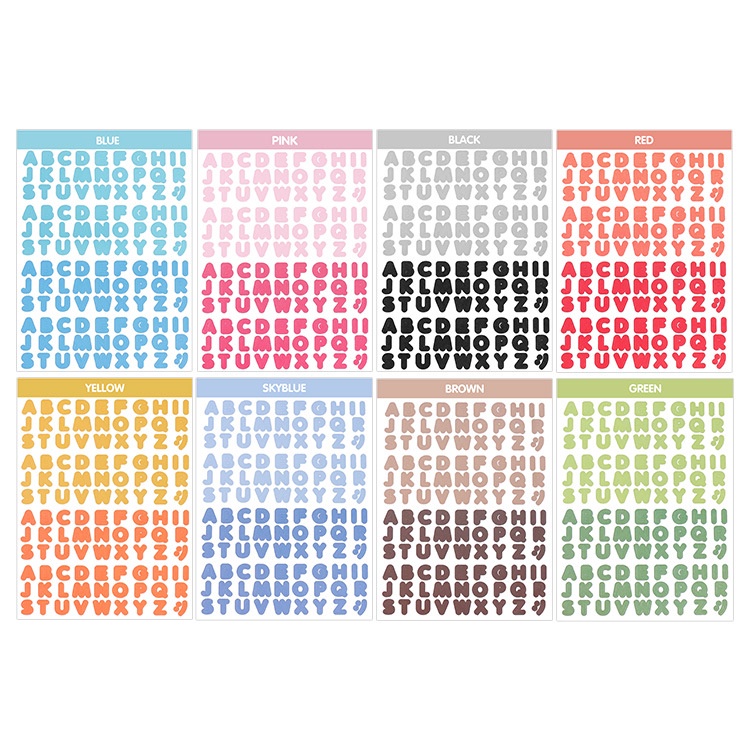 2Pcs Candy Colored Cute Alphanumeric Alphabet Number Stickers Journal ...