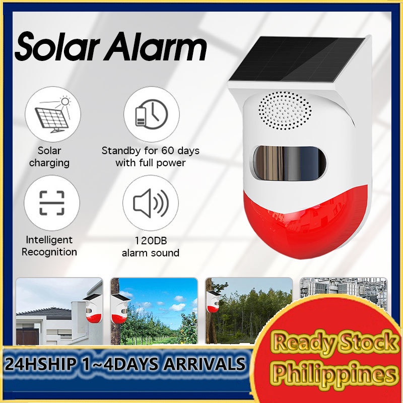 Solar Alarm Sensor Motion Outdoor Alarm Lamp Infrared Detector Smart ...