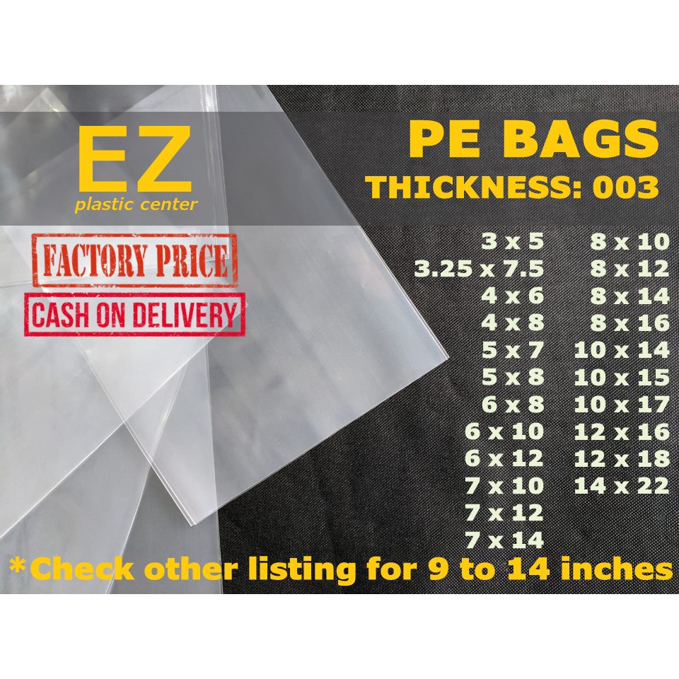 PE Plastic Bags Thickness 003 (100pcs) | MAKAPAL | EZPLASTICPH | Shopee ...