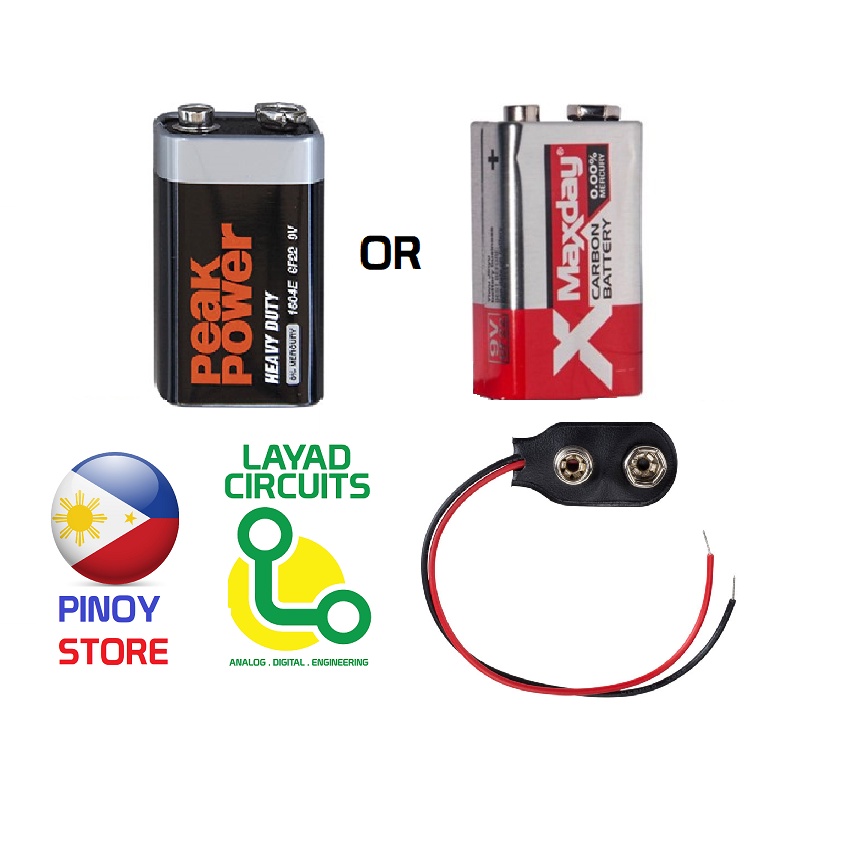 9V battery with battery clip holder no plug 9 volts connector | Shopee ...