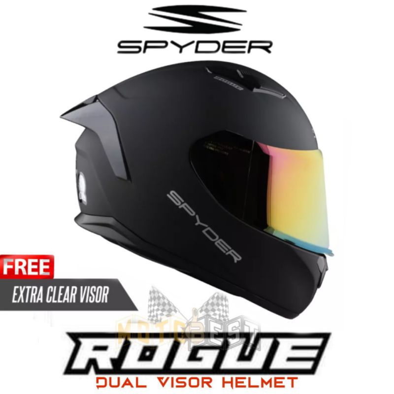 SPYDER Rogue PD Fullface Dual Visor Helmet SOA w/ Free Extra Clear ...