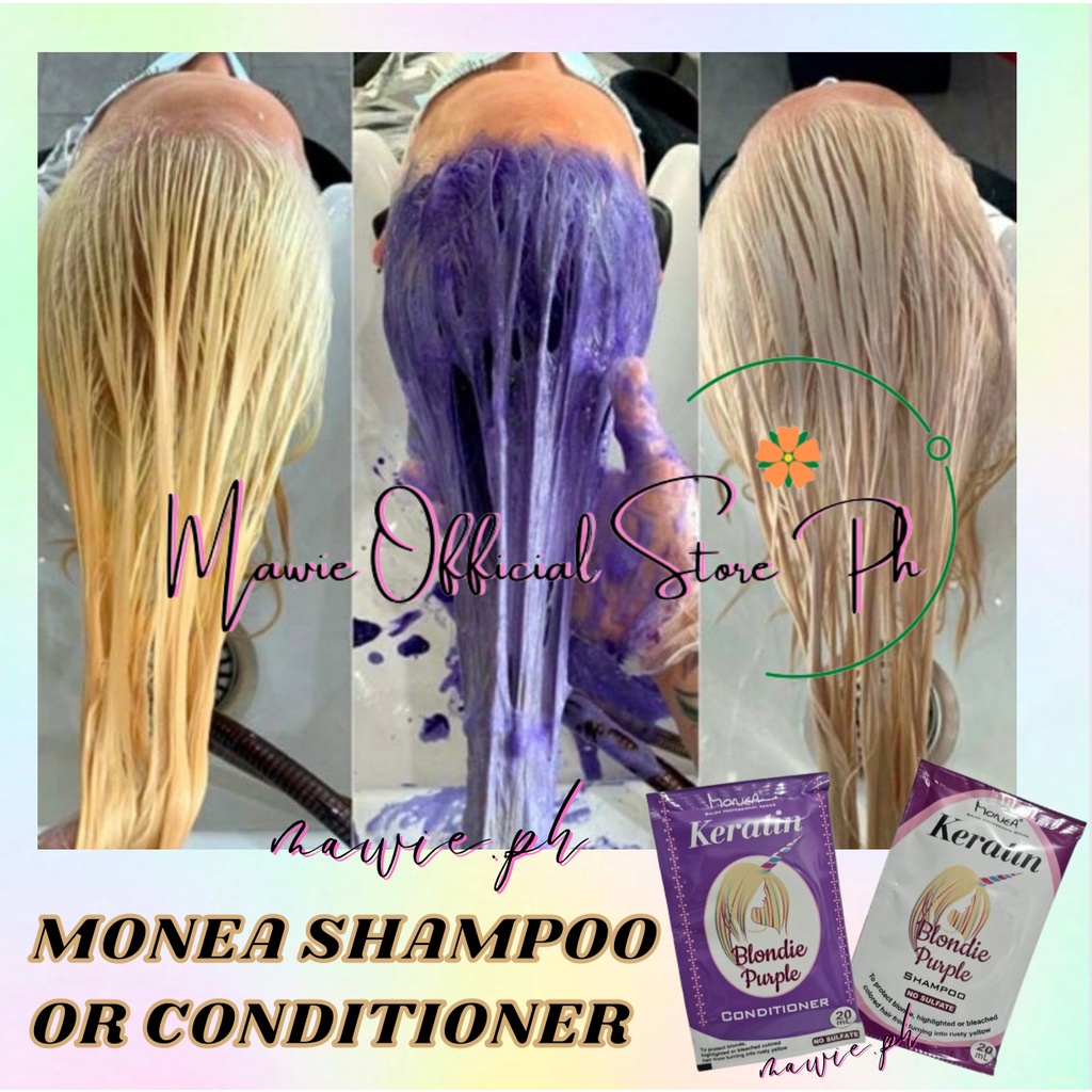 MONEA KERATIN PURPLE SHAMPOO 20ml AND CONDITIONER SACHET 20ml | Shopee ...