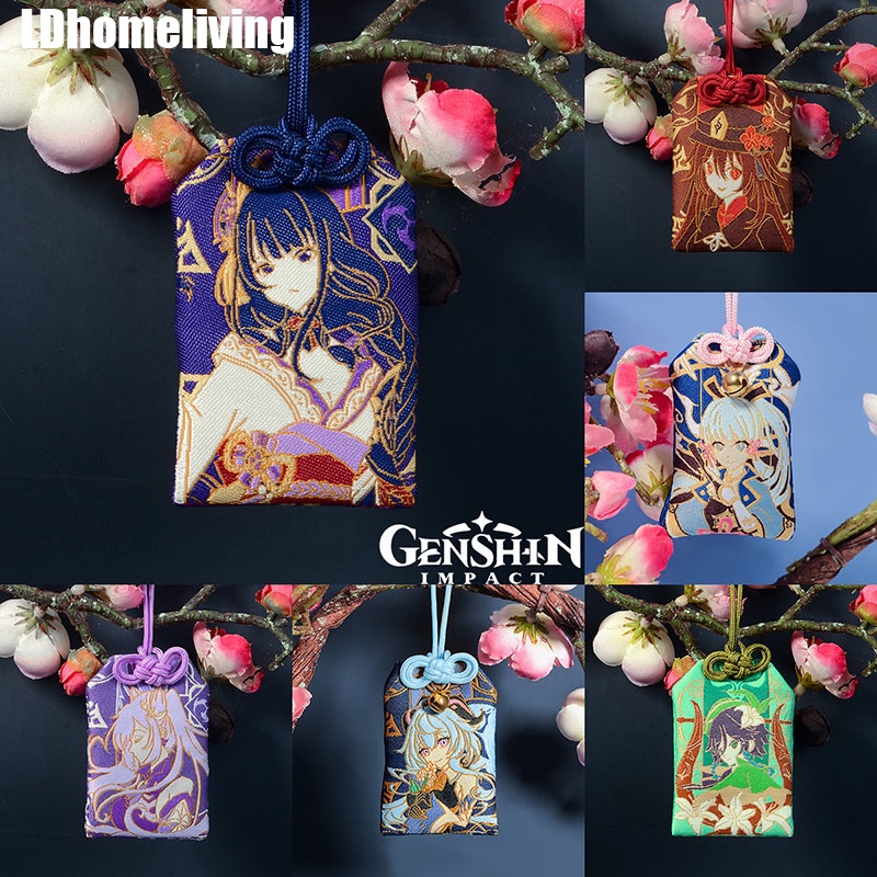 Genshin impact keychain Omamori pendant Embroidery Amulet pendant ...