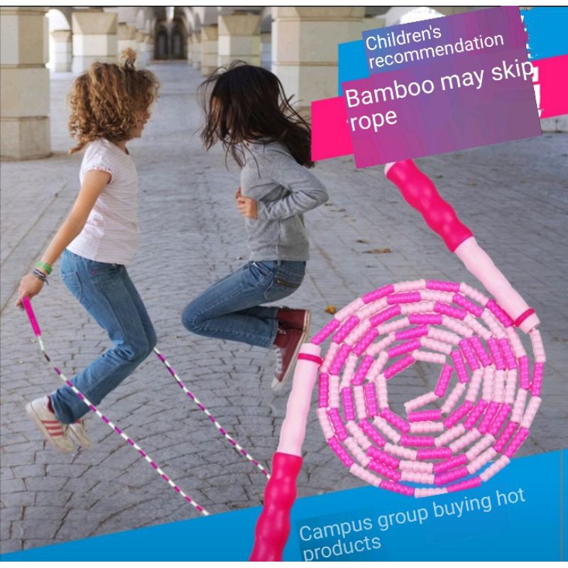 Newsoft bamboo jump rope for children adjustable length elementary ...