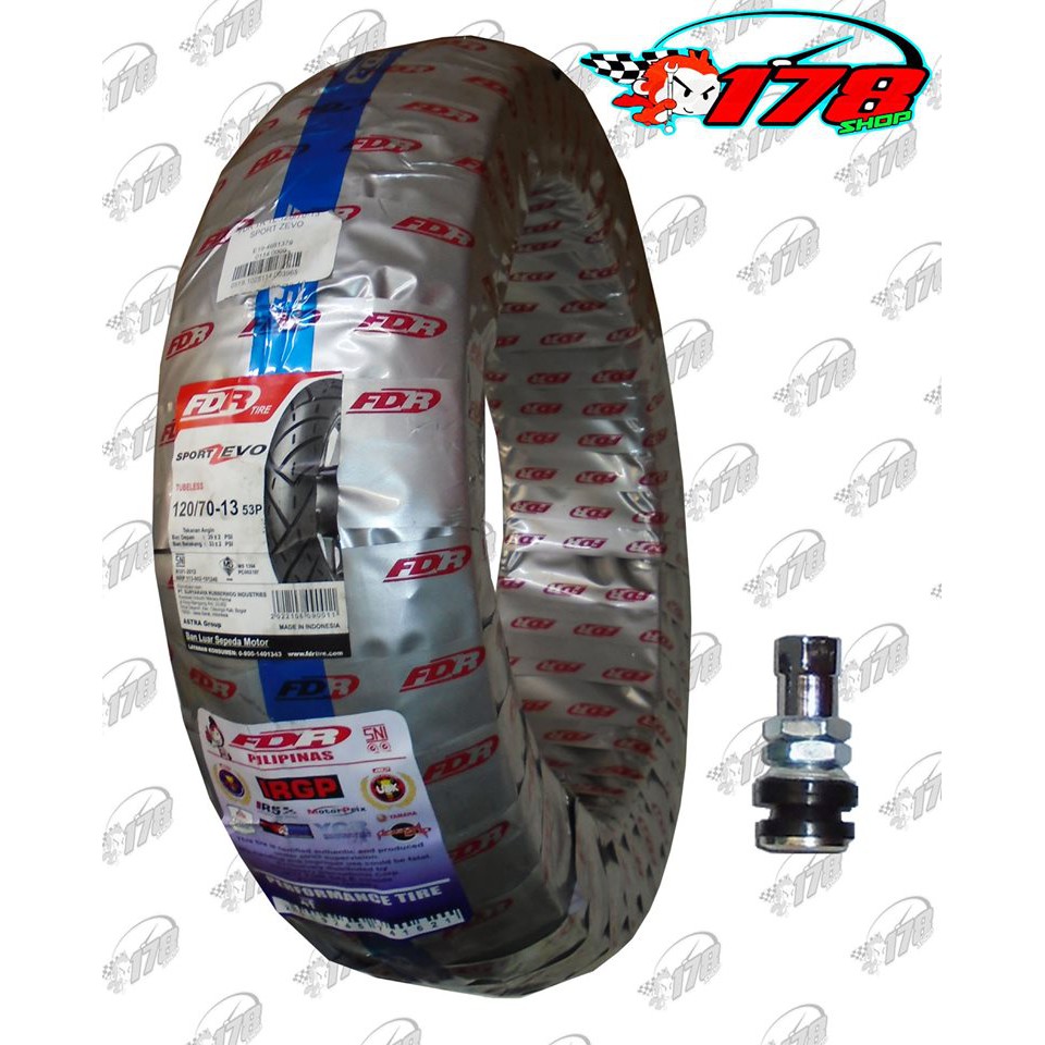 FDR tire 13" tubeless sport evo nmax 120-70-13 140-60-13 with free pito ...