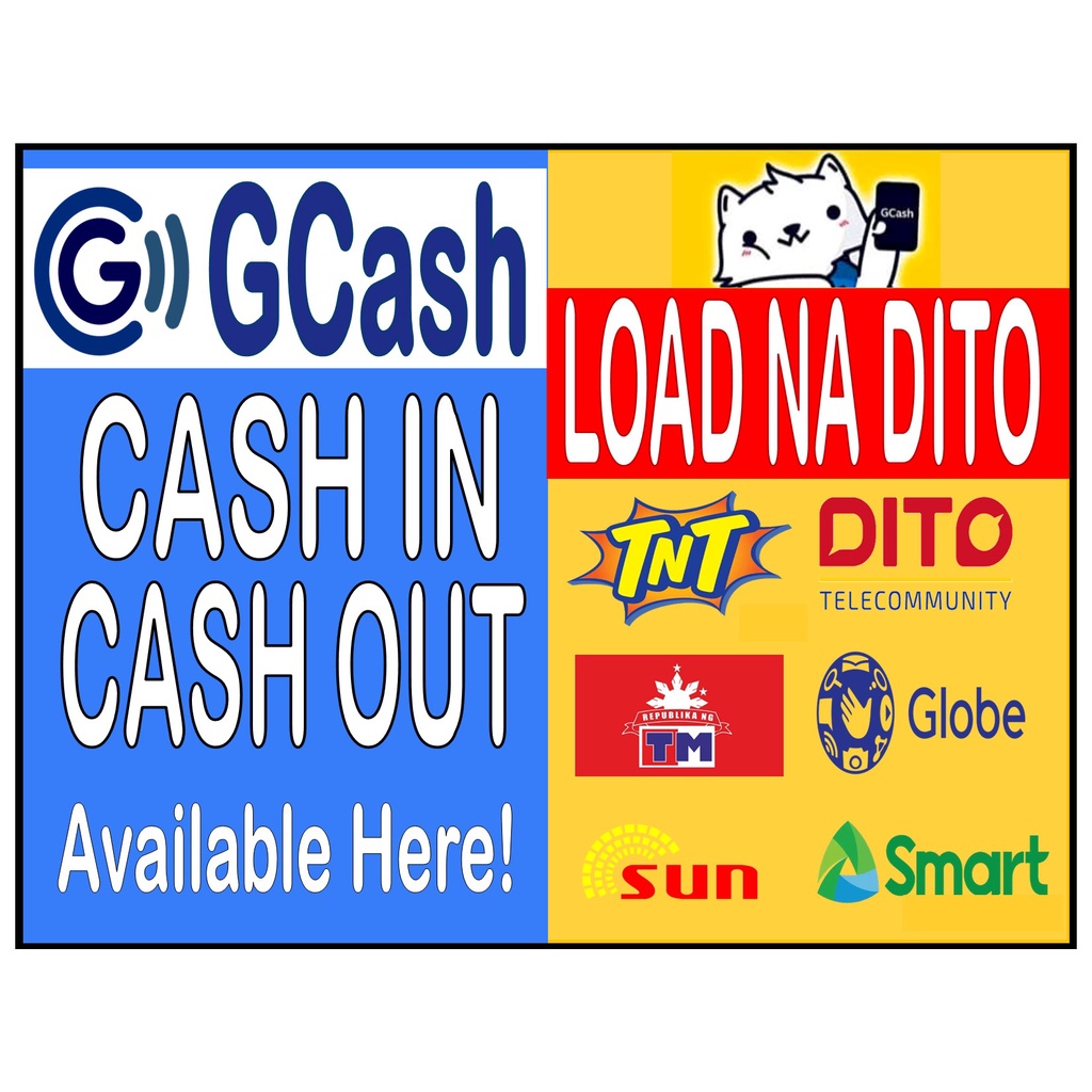 2in1 GCASH CASH IN+LOAD SIGNAGE LAMINATED | Shopee Philippines