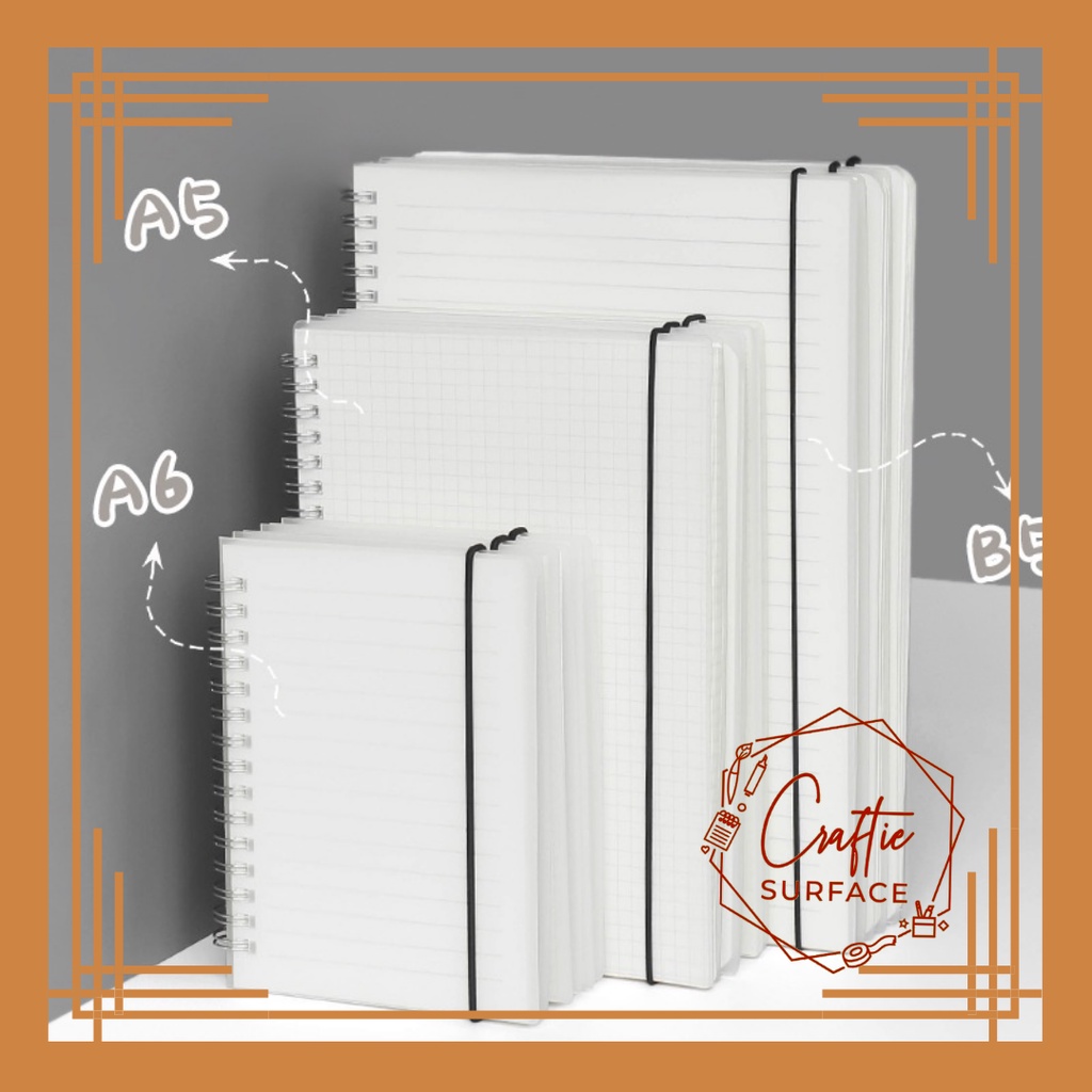 A6/A5/B5 Basic Spiral GRID/DOTTED/BLANK/LINED notebook with pp cover ...