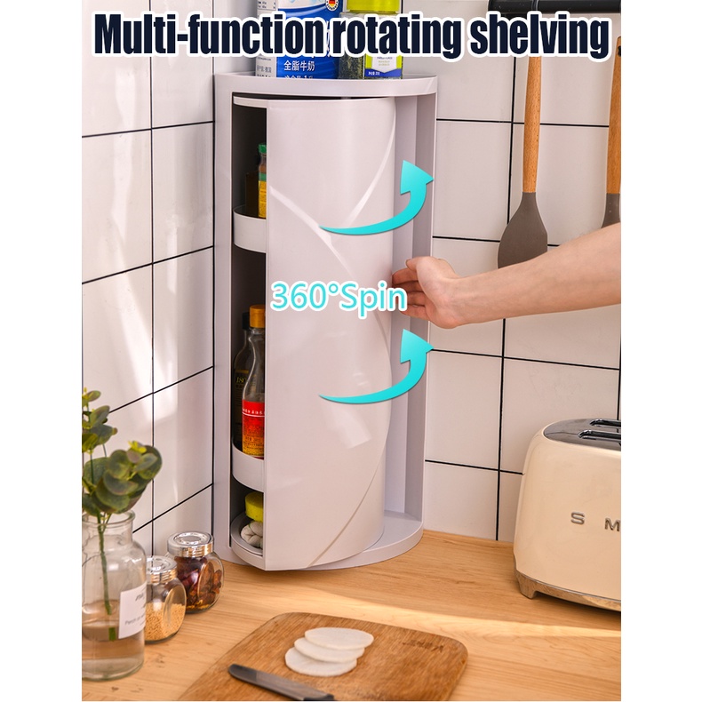 1/2/3 Layers Bathroom Waterproof Corner Storage Rack 360 Rotating ...