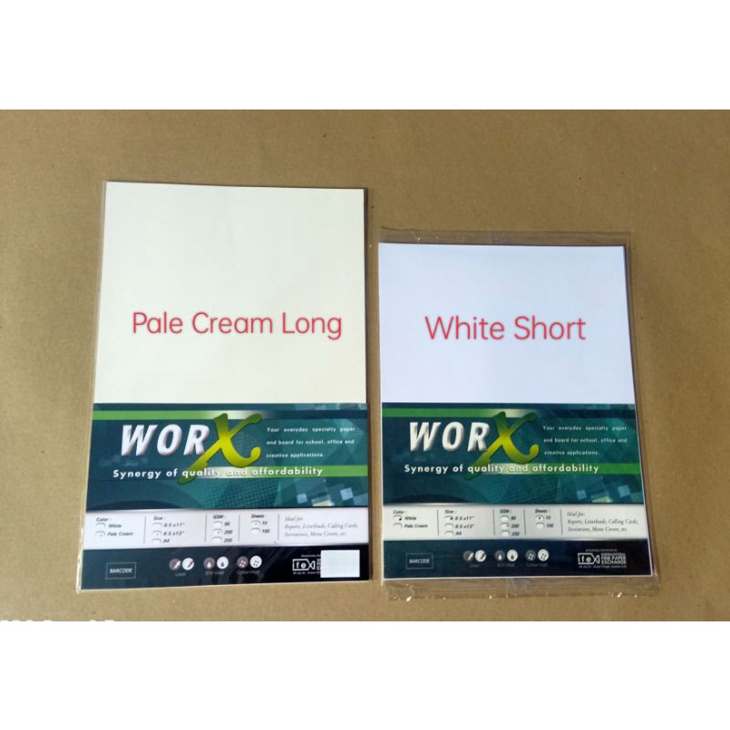WORX BOARD 200GSM LONG SHORT WHITE PALE CREAM 10SHEETS/PK | Shopee ...