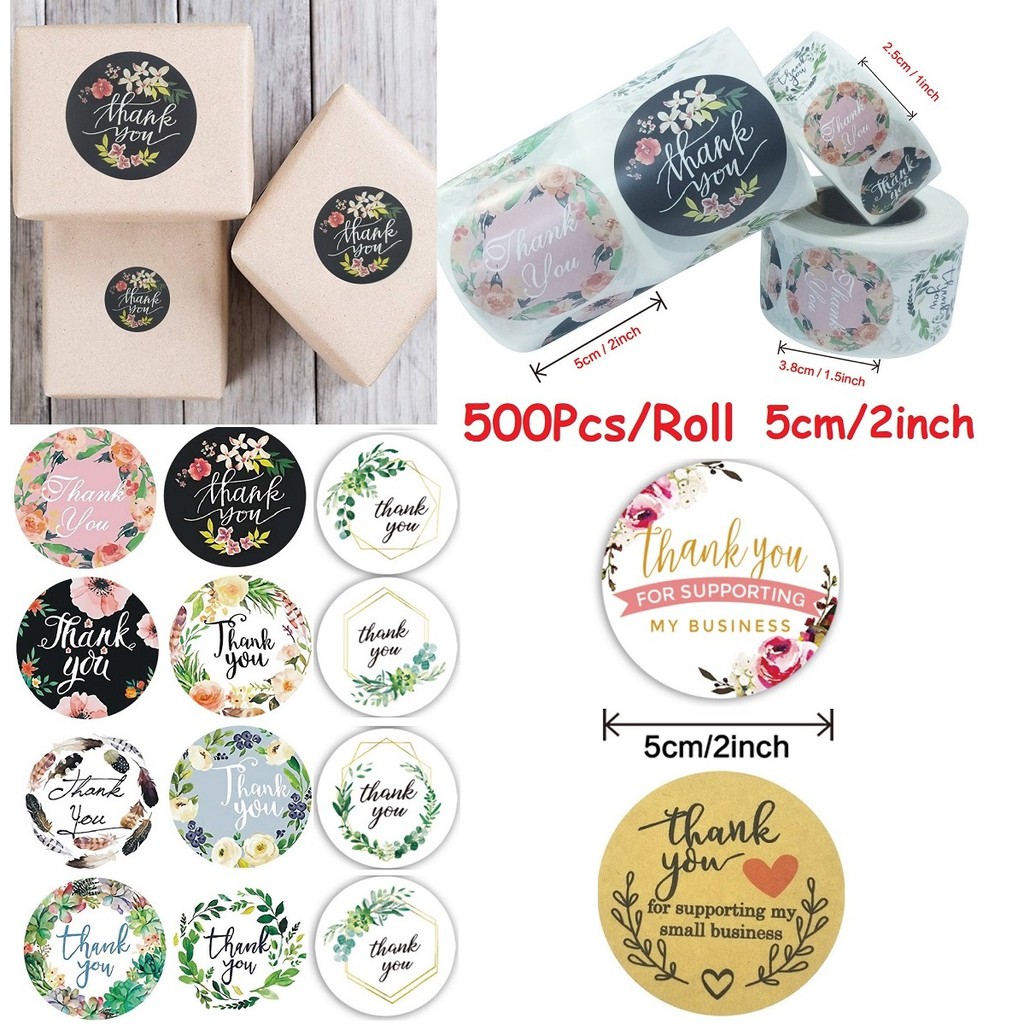 500Pcs/roll 2inch/5cm Hot Stamping Round Thank You Stickers Customized ...
