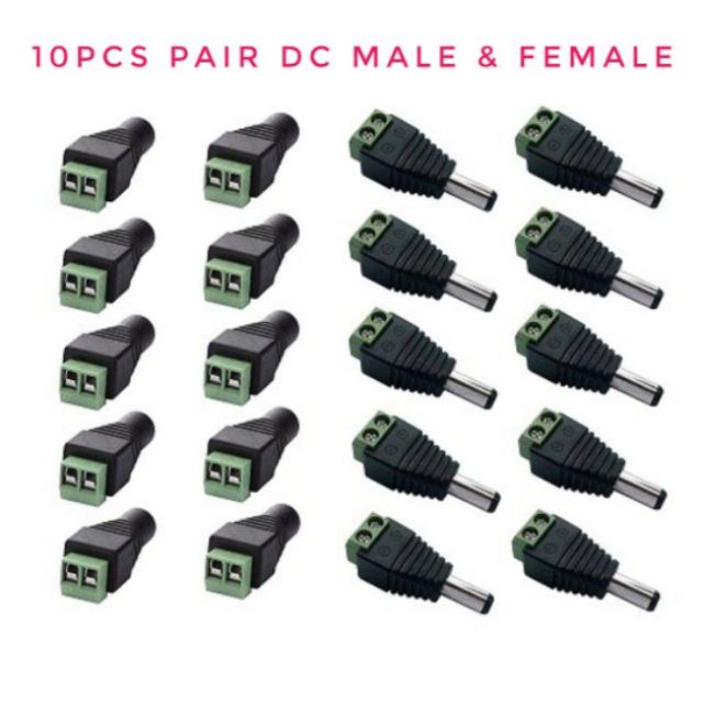 12V DC Male + Female Power Balun Plug Connector (10 Pairs) | Shopee ...