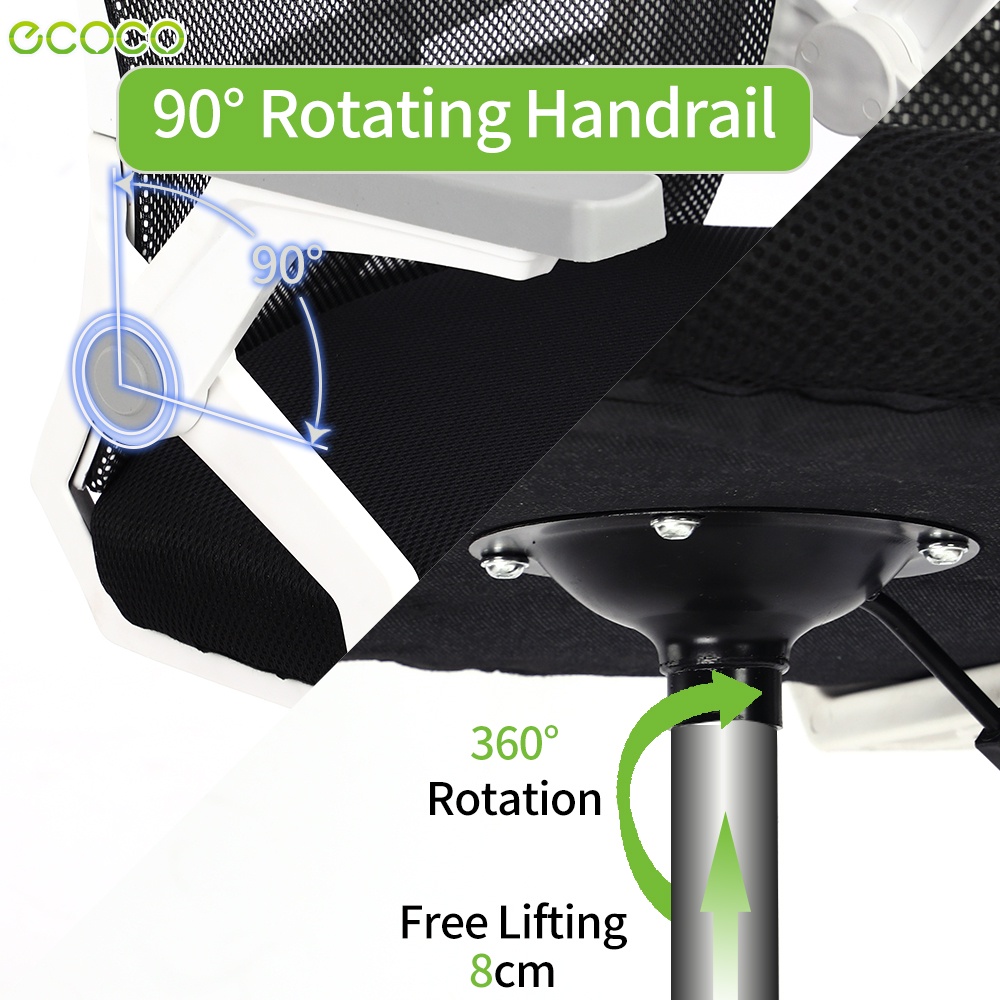 ECOCO Office Swivel Chairs Mesh Lumbar Support Mid-Back Heavy Weight On ...