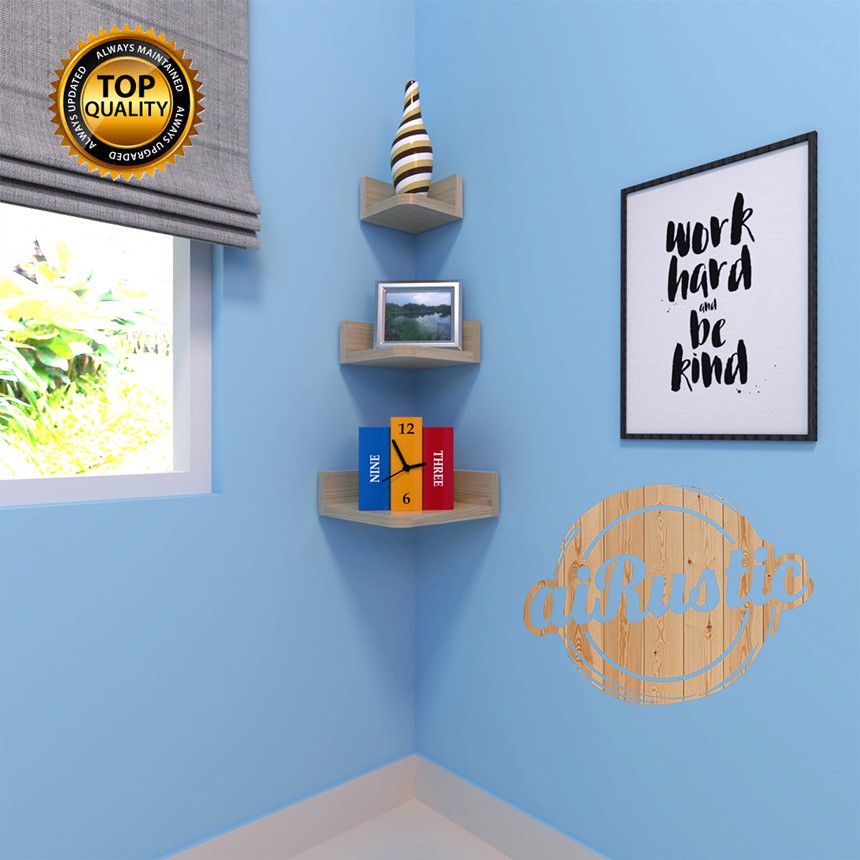 Wooden Corner Wall Shelves Industrial Minimalist Hanging Pot Rack Dutch ...