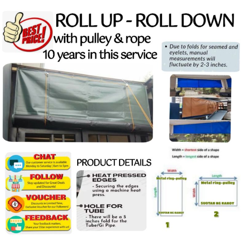 MAYAMA BRAND ROLL UP WITH PULLEY AND ROPE EASY TO INSTALL | Shopee ...
