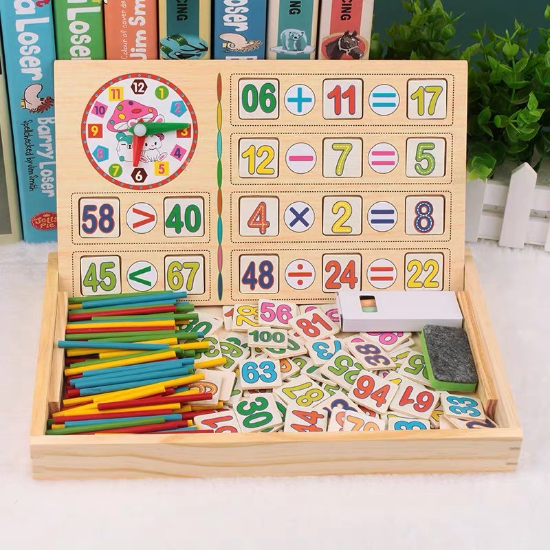 WOODEN MATH OPERATIONS LEARNING BOX WITH BLACK BOARD | Shopee Philippines