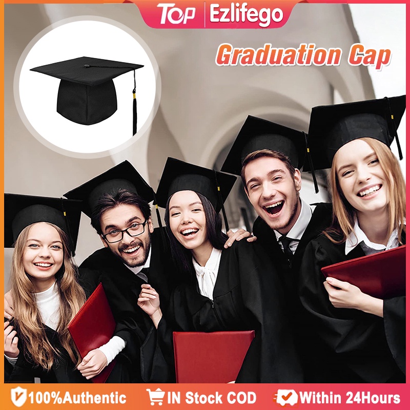 Graduation Cap Black Unisex Adult Graduation Hat | Shopee Philippines