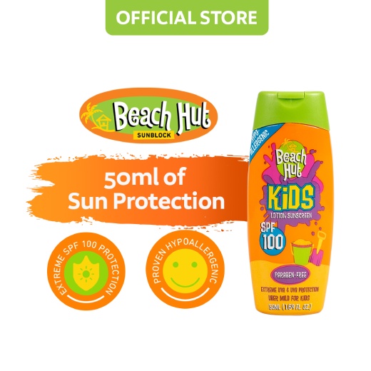 Beach Hut Sunblock Kids SPF 100 Sunscreen Body Lotion 50ml | Shopee ...