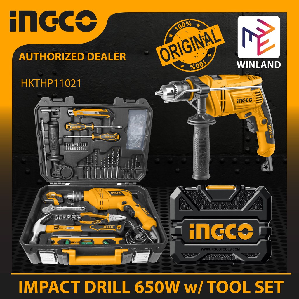 INGCO Original Impact Drill 650W with 101 pcs Tools Set Accessories and ...