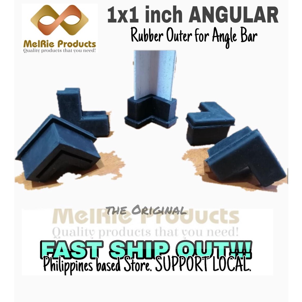 1x1 inch (25MM) ANGULAR HEAVY DUTY Tubular Rubber Footings /Stopper for ...